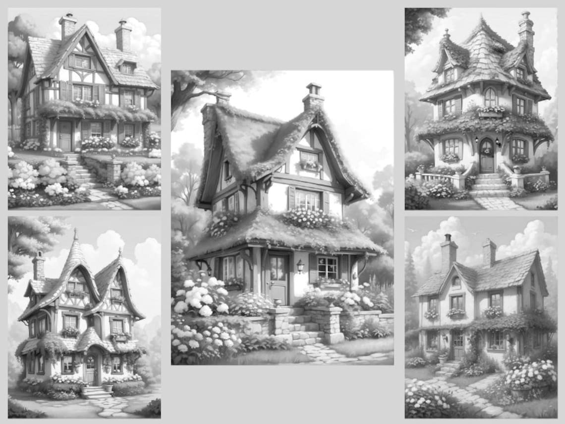 35 Fairytale Cottage Coloring Pages, Cute Country Cottages Coloring ...