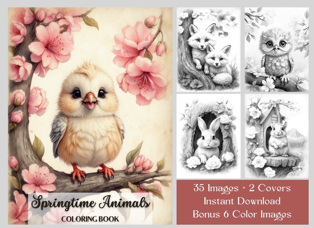 35 Animal Coloring Pages, Springtime Animals Kawaii Coloring Pages ...