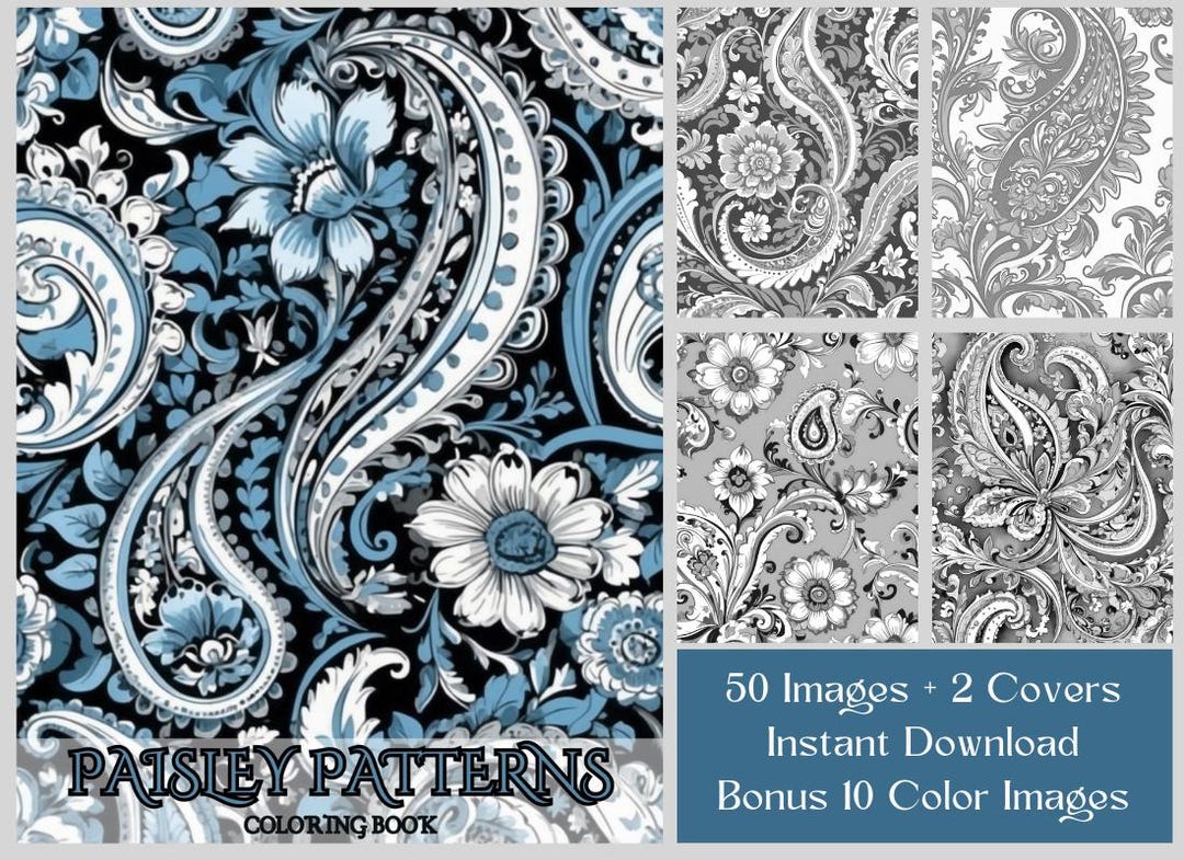 50 Paisley Patterns Coloring Pages, Elegant Paisley Designs Coloring ...