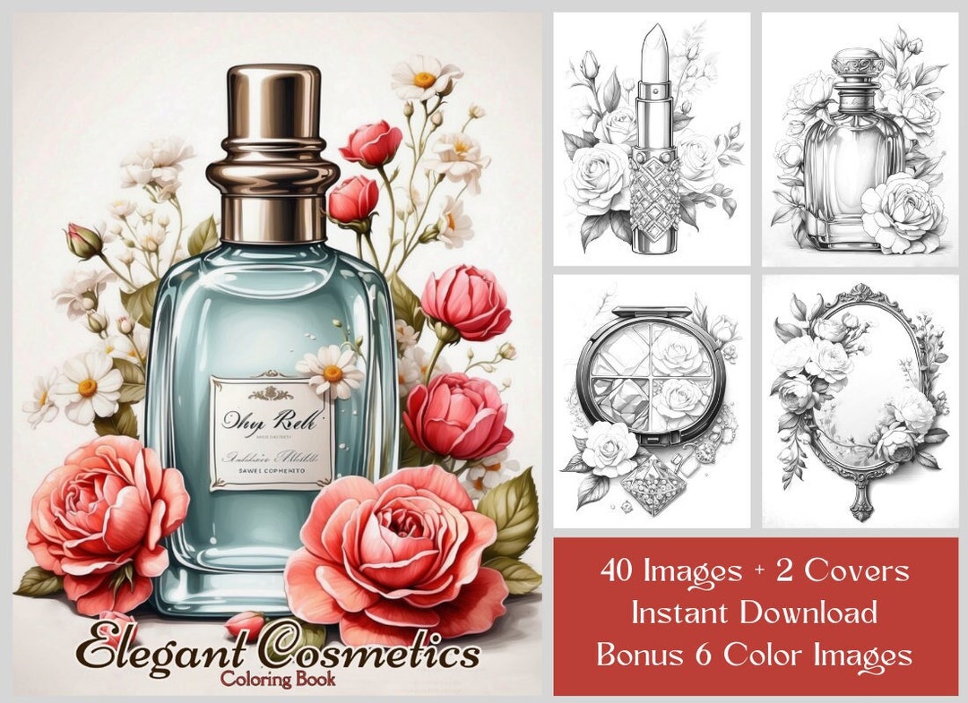 40 Makeup Coloring Pages - Elegant Cosmetics Beauty Coloring Book ...
