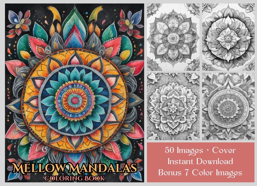 Mandala Coloring Pages: Grayscale Printable Patterns Adult Coloring ...