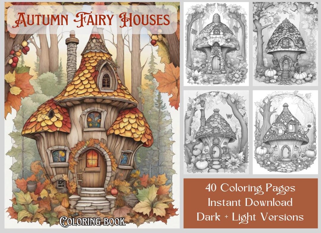 40 Fairy Houses Coloring Pages - Fantasy Fairy House Adult Coloring ...