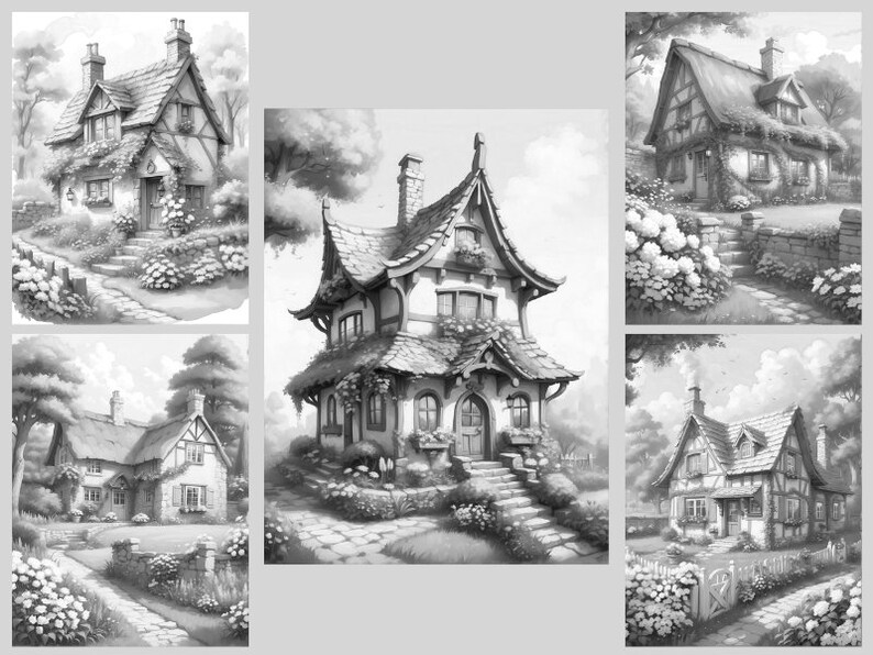 35 Fairytale Cottage Coloring Pages, Cute Country Cottages Coloring ...