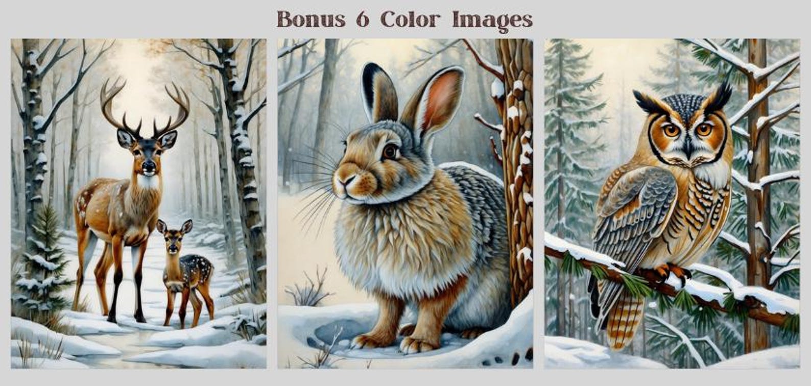 30 Wildlife Coloring Pages, Winter Wildlife Coloring Book, Forest ...