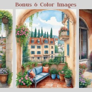 35 European City Coloring Pages, European Architecture Grayscale ...