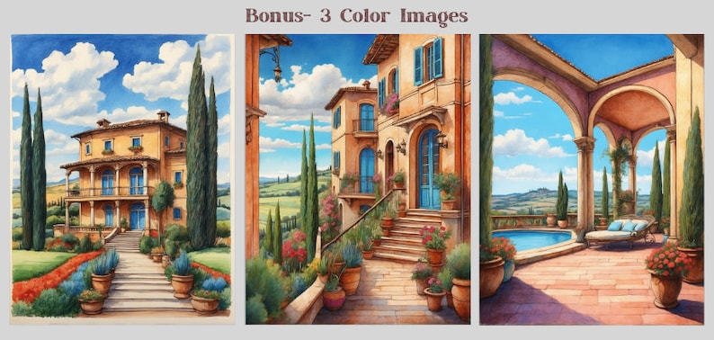 40 House Coloring Pages - Tuscan Villas Coloring Book - Printable ...