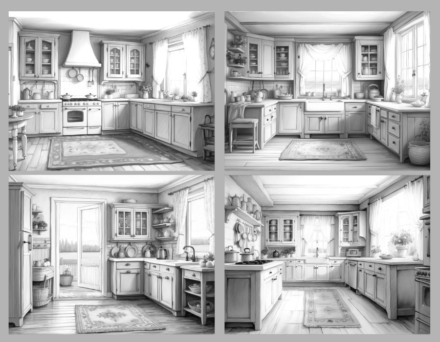 40 Interior Coloring Pages Country Kitchens Coloring Book Craftsman ...