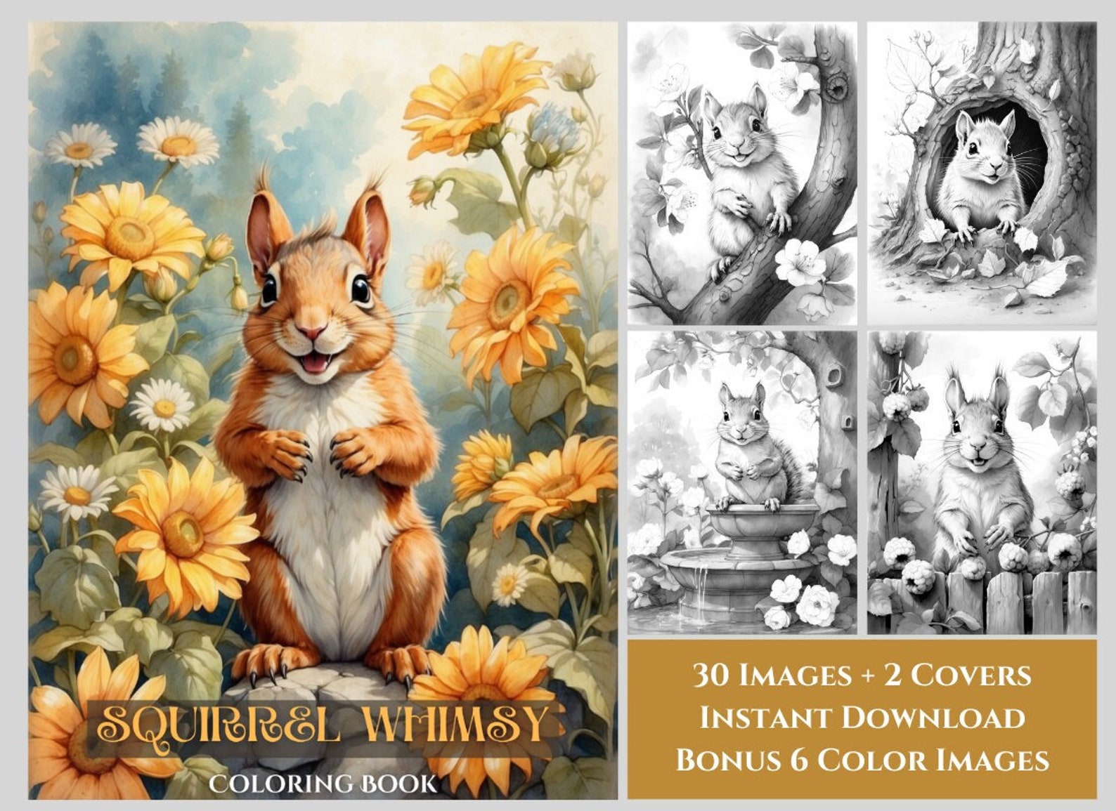 30 Squirrel Coloring Pages Cute Animal Coloring Book Printable ...