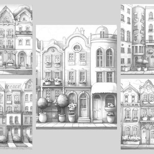 40 Cute Townhouse House Coloring Book, Printable PDF Fantasy City House ...