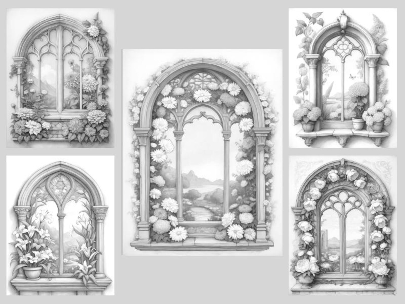 50 Enchanted Windows Coloring Pages, Fantasy Coloring Book PDF for ...