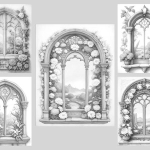 50 Enchanted Windows Coloring Pages, Fantasy Coloring Book PDF for ...