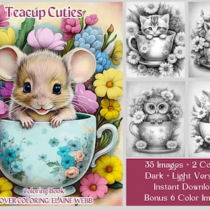 35 Baby Animal Coloring Pages, Teacup Cuties Coloring Book, Adorable ...