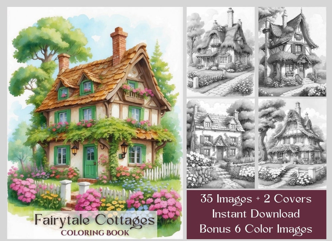 35 Fairytale Cottage Coloring Pages, Cute Country Cottages Coloring ...