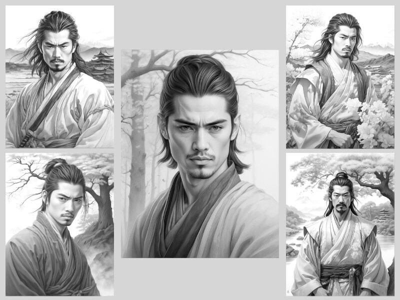 45 Samurai Coloring Pages Japanese Samurai Warriors Coloring Book PDF ...