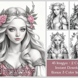 45 Elf Coloring Pages, Ethereal Elves Portraits Coloring Book ...