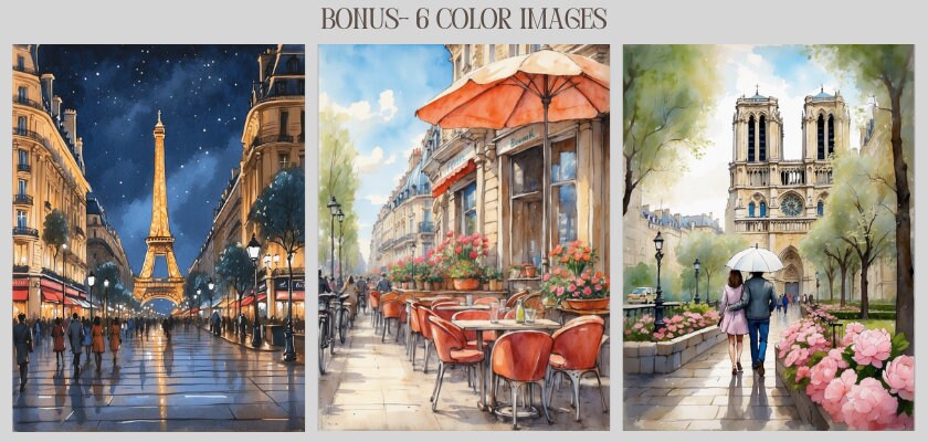 40 Paris Coloring Pages - City Coloring Book - Paris Cityscape Coloring ...