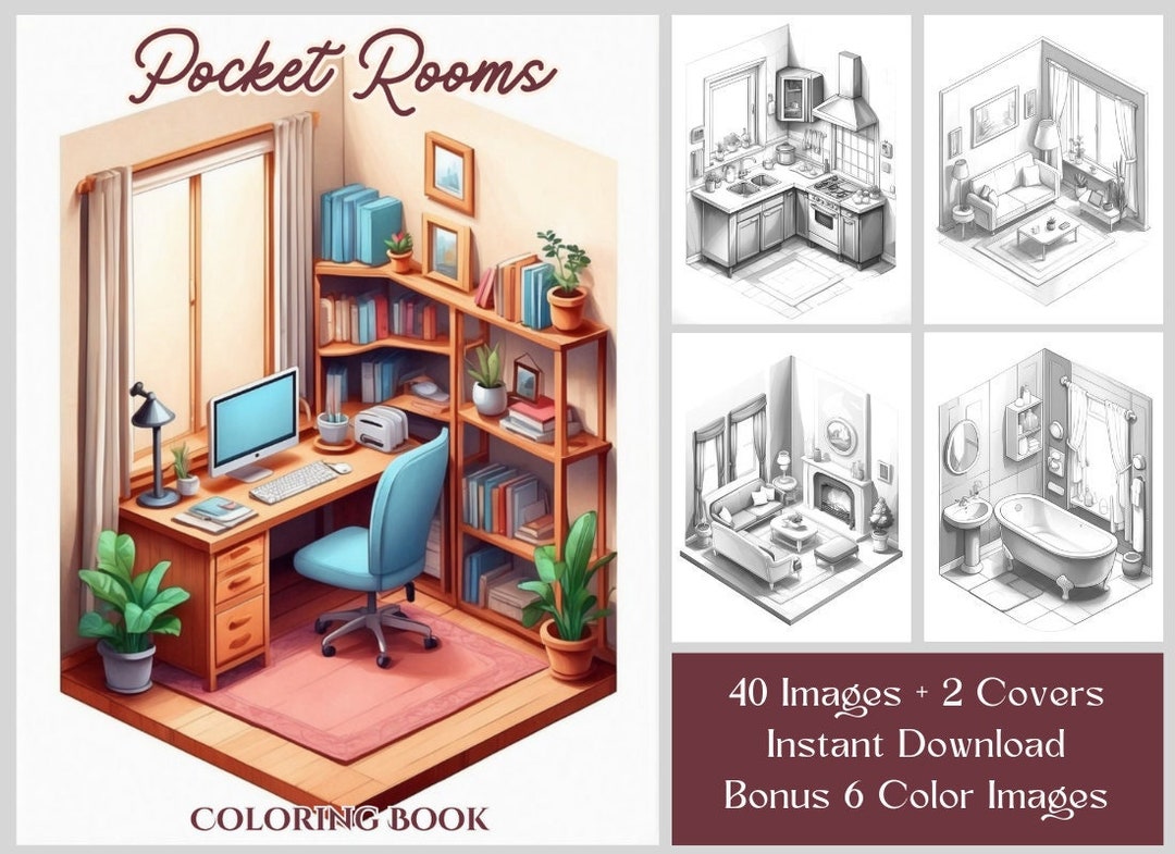 40 Isometric Rooms Coloring Pages, Pocket Rooms Printable Coloring ...