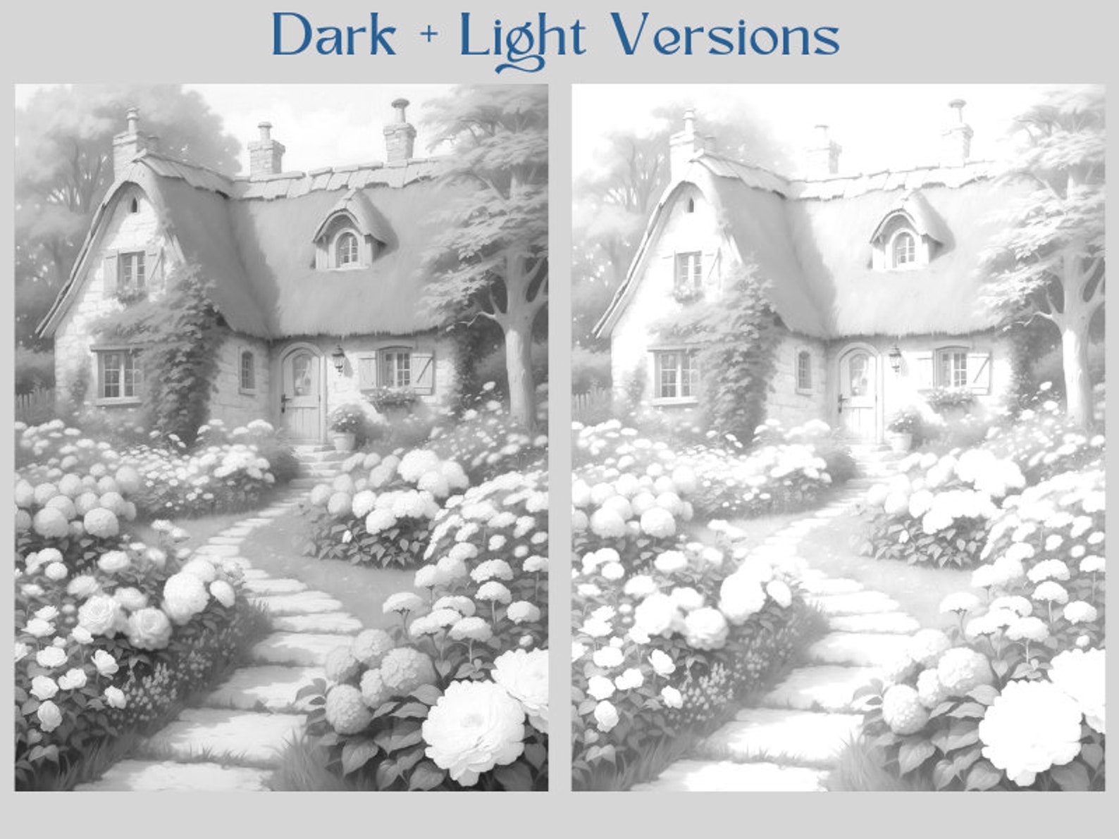 Cottage Gardens Coloring Book : 50 Printable Grayscale Pages, Printable ...