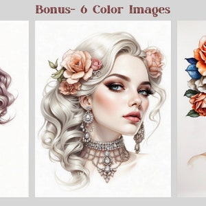 40 Beautiful Women Coloring Pages, Adult Grayscale Coloring Book PDF ...