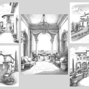40 House Coloring Pages - Tuscan Villas Coloring Book - Printable ...