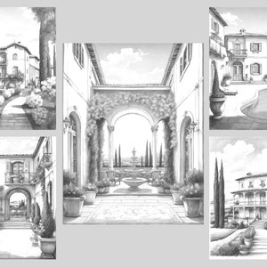 40 House Coloring Pages - Tuscan Villas Coloring Book - Printable ...