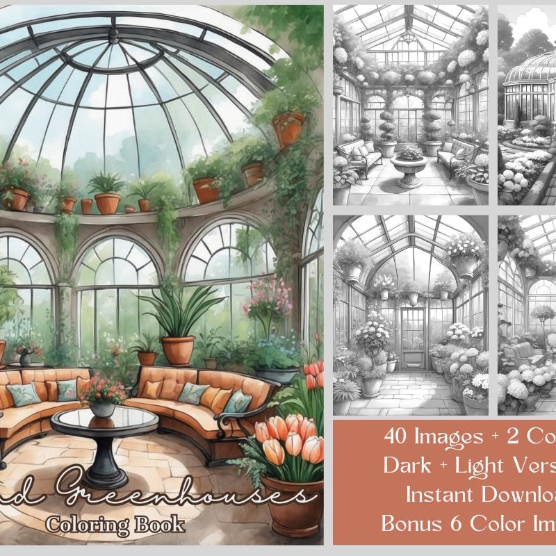 Greenhouse Coloring Pages - Etsy