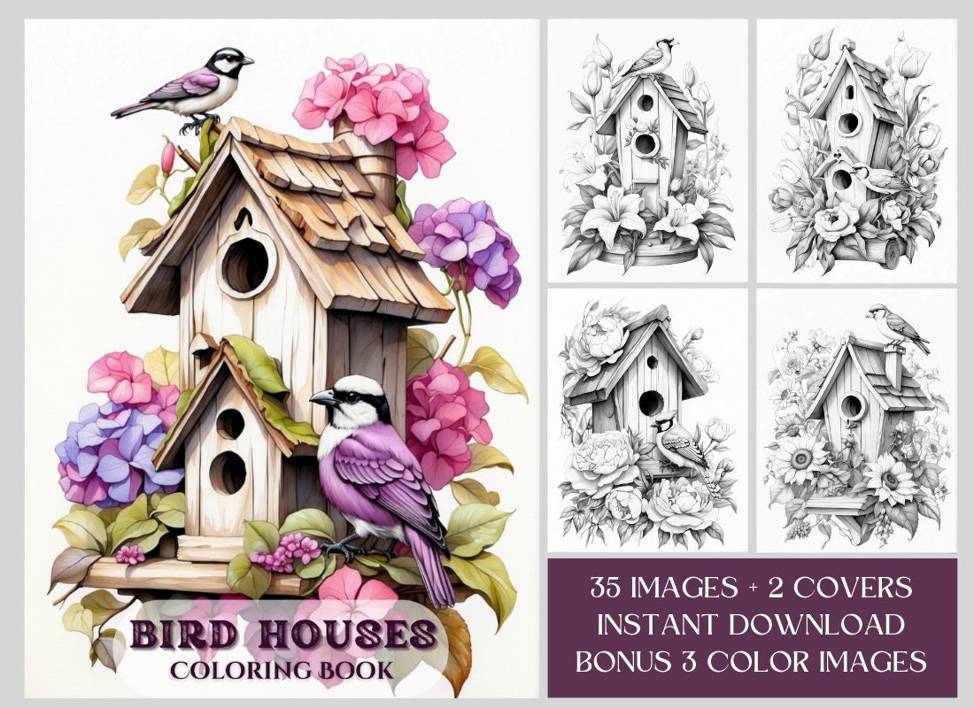 35 Blooming Bird Houses Coloring Pages Elaborate Bird Houses With ...