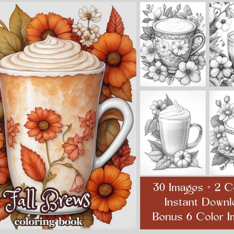 Halloween Coffee Coloring - Etsy