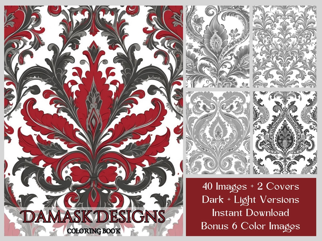 40 Damask Designs Coloring Pages, Elegant Damask Designs Coloring Book ...