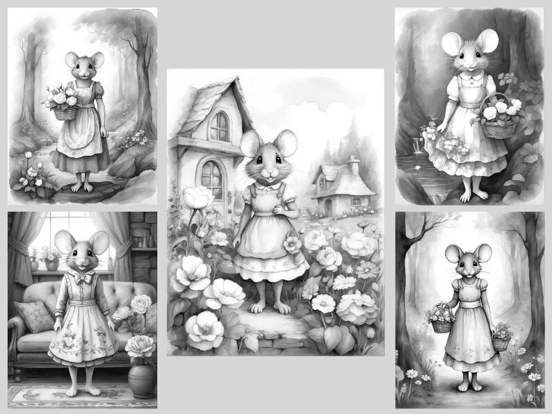 40 Mice Coloring Pages Fantasy Mouse Coloring Book Cottage, Flowers ...