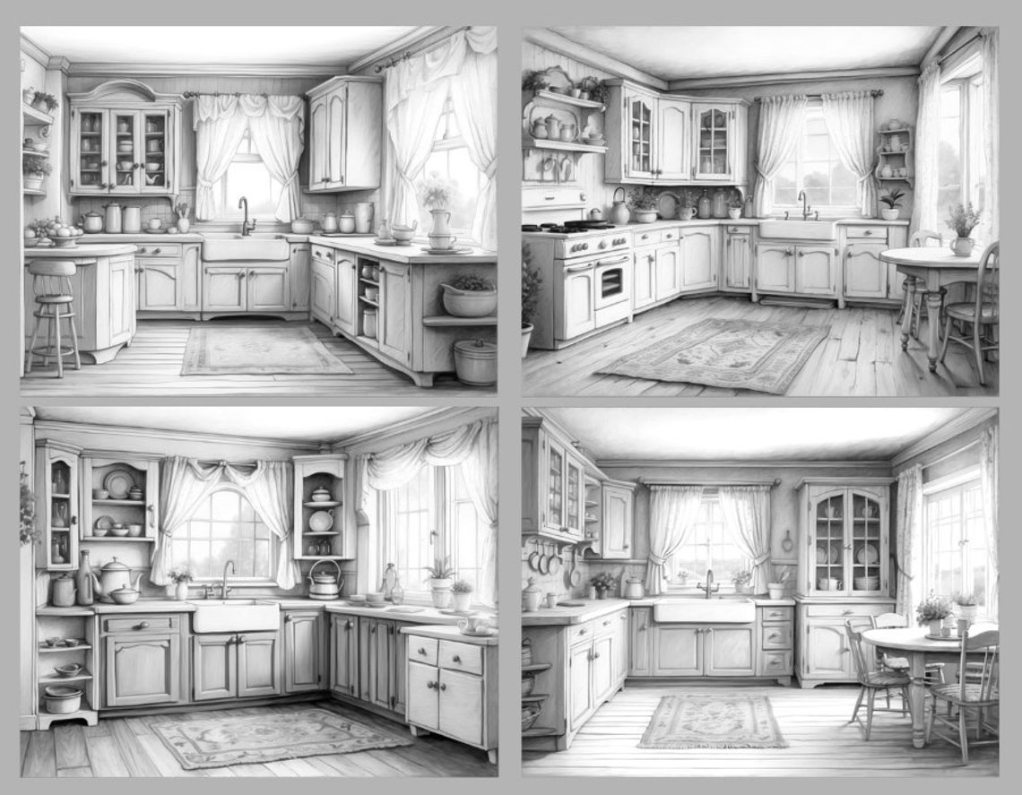 40 Interior Coloring Pages Country Kitchens Coloring Book Craftsman ...
