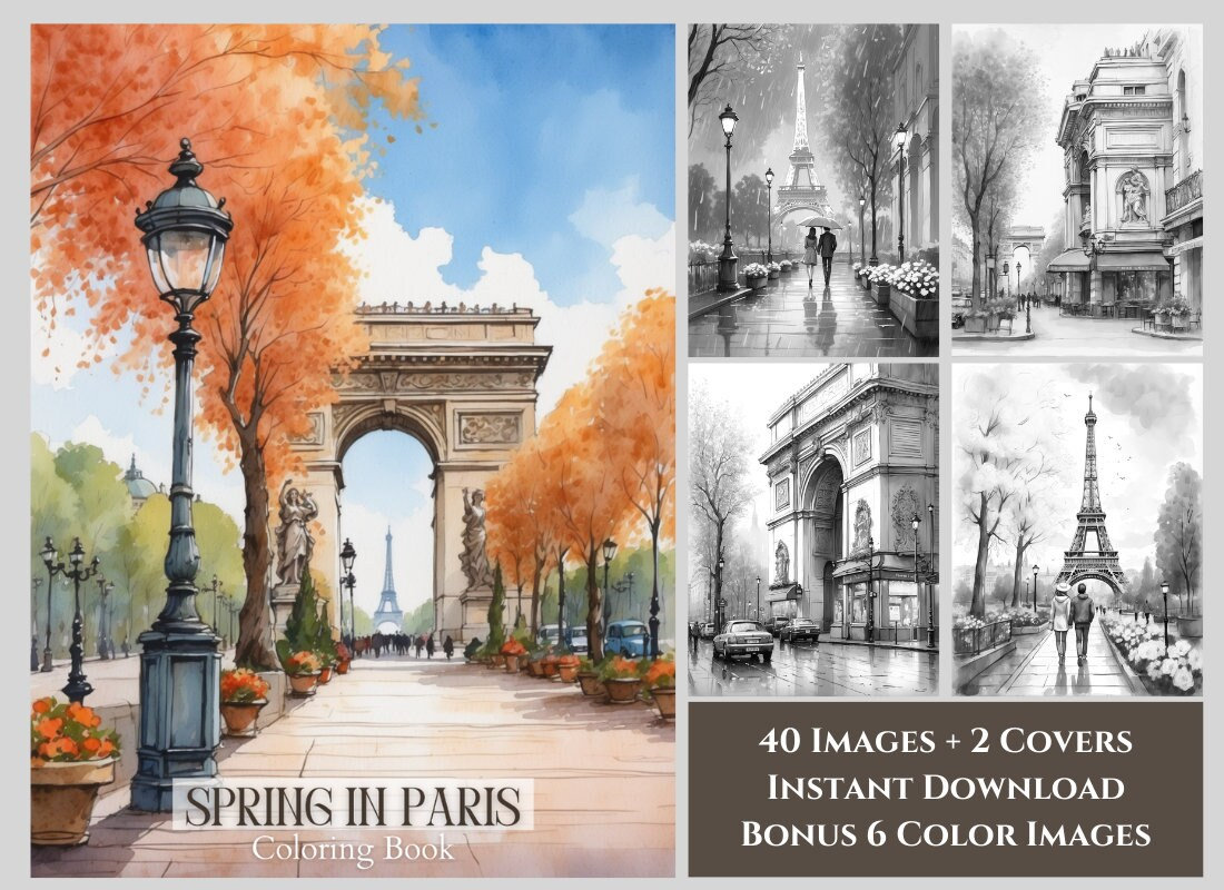 40 Paris Coloring Pages - City Coloring Book - Paris Cityscape Coloring ...