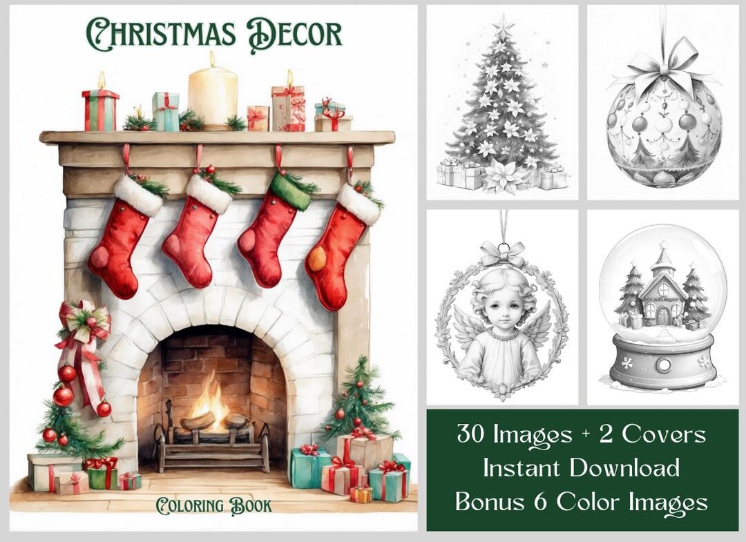 30 Christmas Coloring Pages, Christmas Decor Coloring Book PDF ...