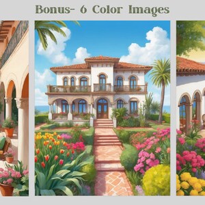 40 House Coloring Pages, Spanish Seaside Villas Volume 2, Printable ...
