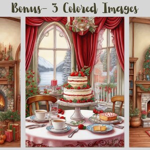 30 Christmas Cottage Interiors- Fantasy Christmas Rooms Coloring Book ...