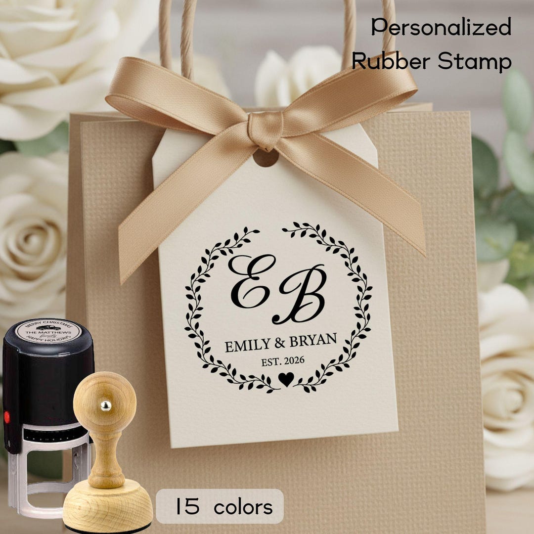 Custom Wedding Rubber Stamp With Personalized Initials and Names - Etsy