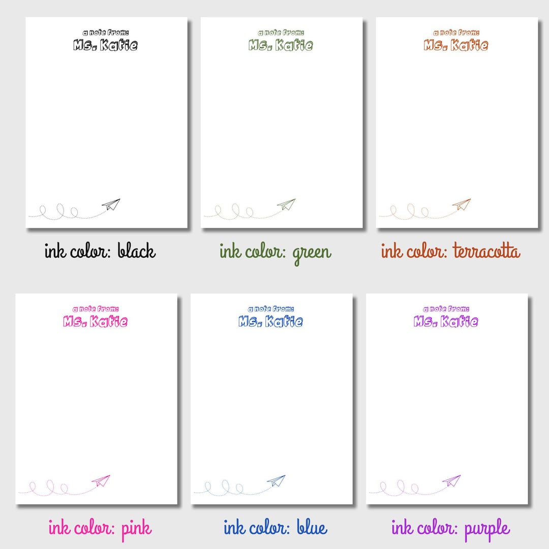 Personalized Teacher Notepad: Paper Plane Design, Custom Stationery - Etsy