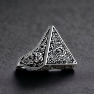 Gold Plated All Seeing Eye Ring, Eye of Province Ring, Illuminati ...