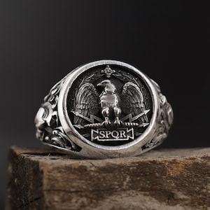 Sterling Silver Roman Eagle Ring, SPQR Signet Ring, Ancient Rome ...