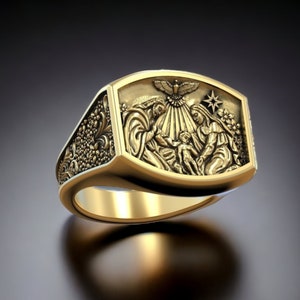 Baby Jesus Nativity Ring, Star of Bethlehem Silver Men Ring, Holy ...