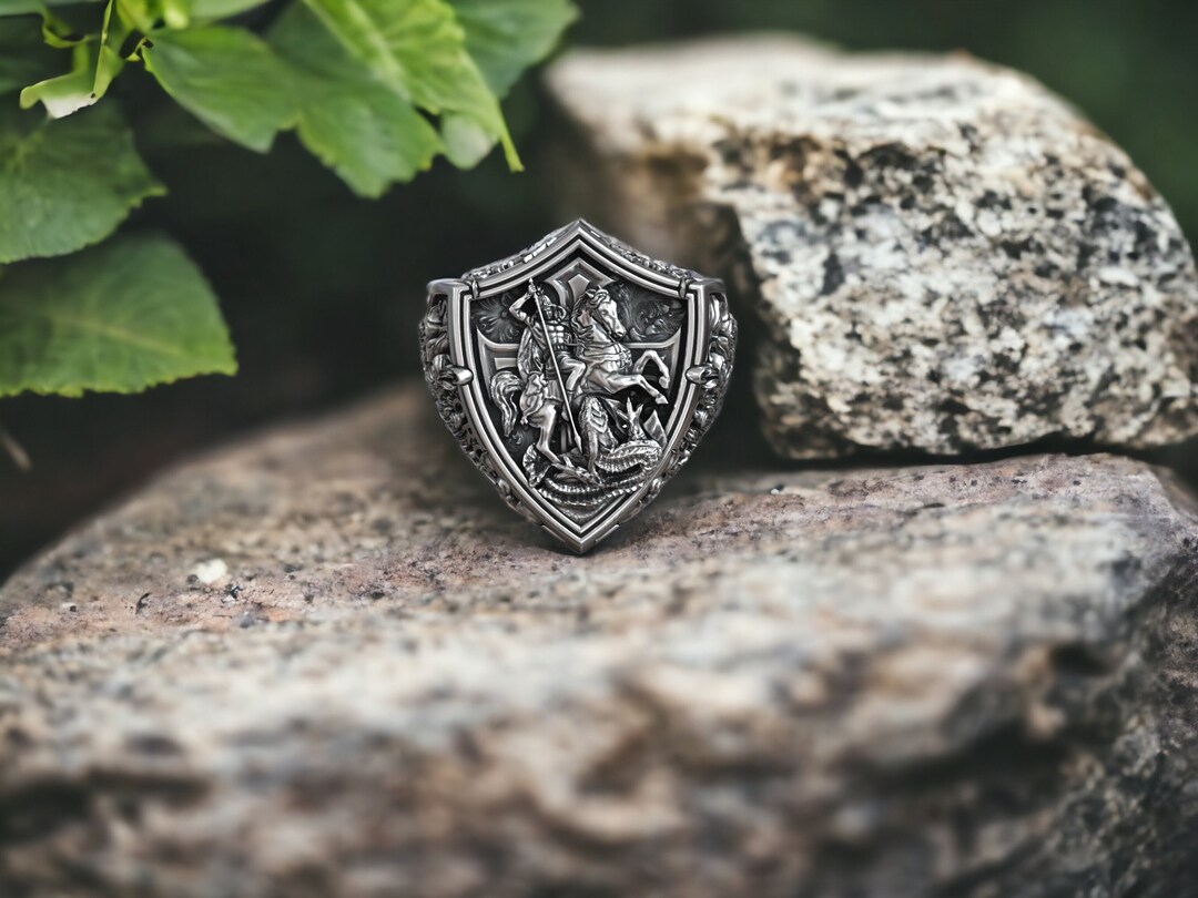 St. George Victorious and Dragon Ring: Saint George Beating Dragon Ring ...