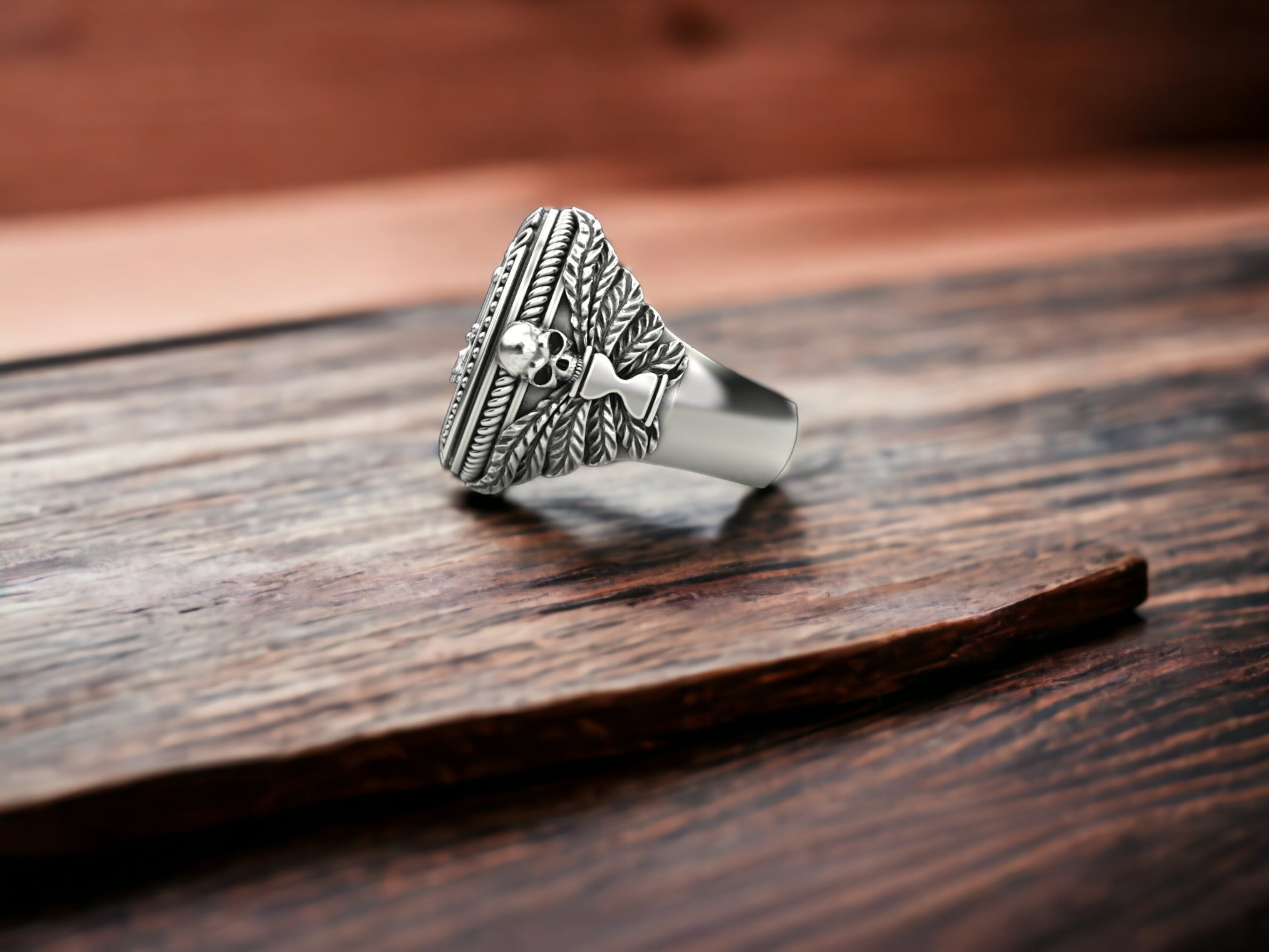 Gothic Memento Mori Sterling Silver Ring, Libra Zodiac Signet, Handmade ...