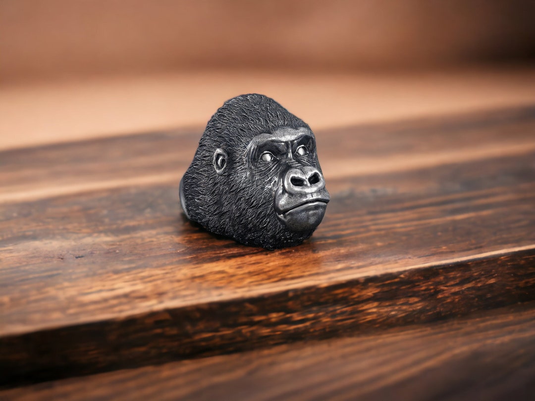 Sterling Silver King Kong Ring, Large Gorilla Ring, Handmade 3D Men ...