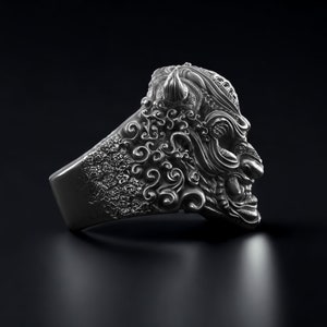 Japanese Demon Mask Ring, Hannya Mask Ring, Devil Ring for Boyfriend ...