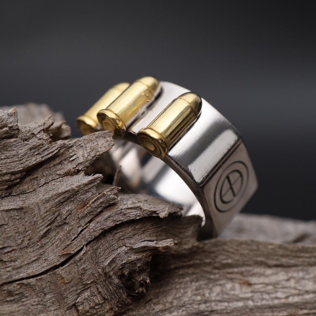 Handmade Bullet Wedding Ring for Men: 925K Sterling Silver Bullet Men's ...