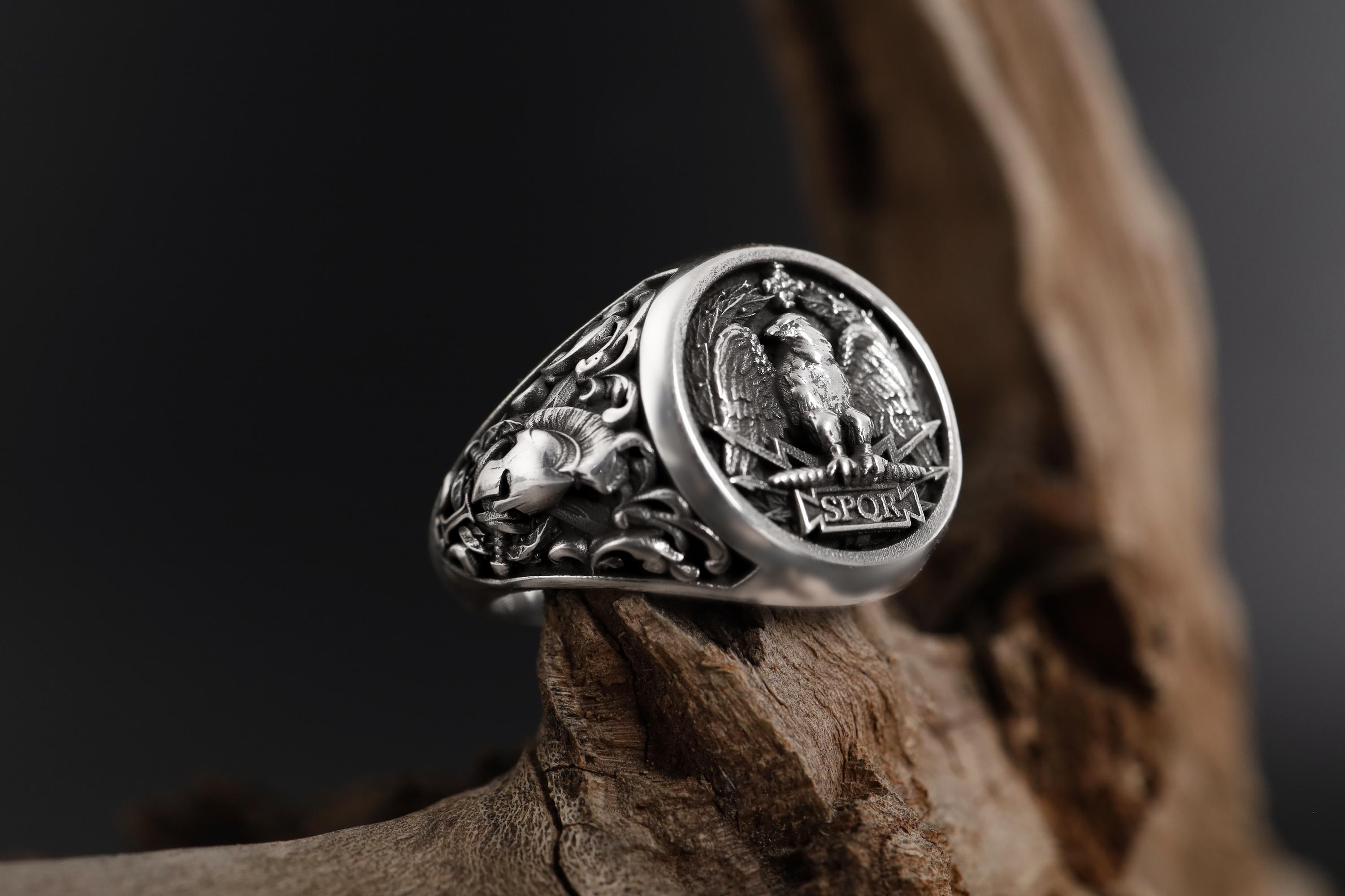 Sterling Silver Roman Eagle Ring, SPQR Signet Ring, Ancient Rome ...