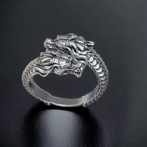 Chinese Dragon Head Ring, Adjustable Band Ring for Men, Fantasy Ring ...