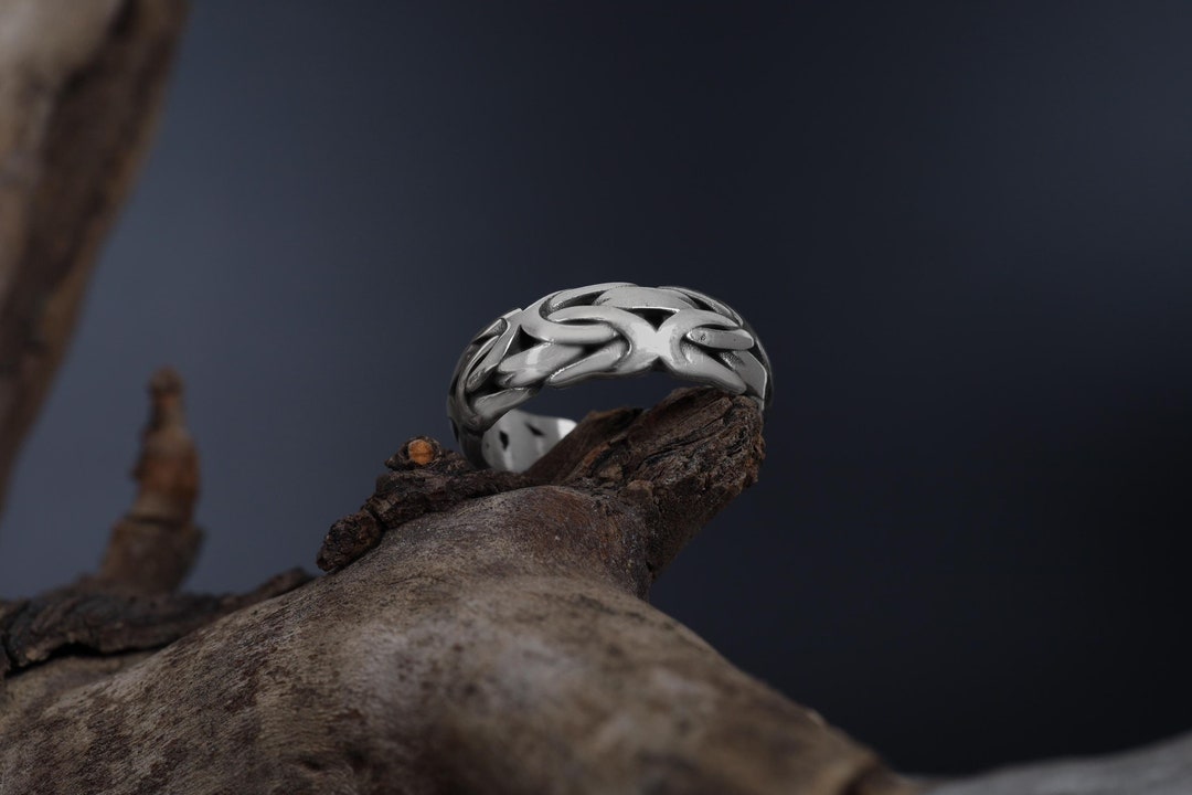 Byzantine Chain Ring, Unique Wedding Band for Men, Handmade Men Ring ...