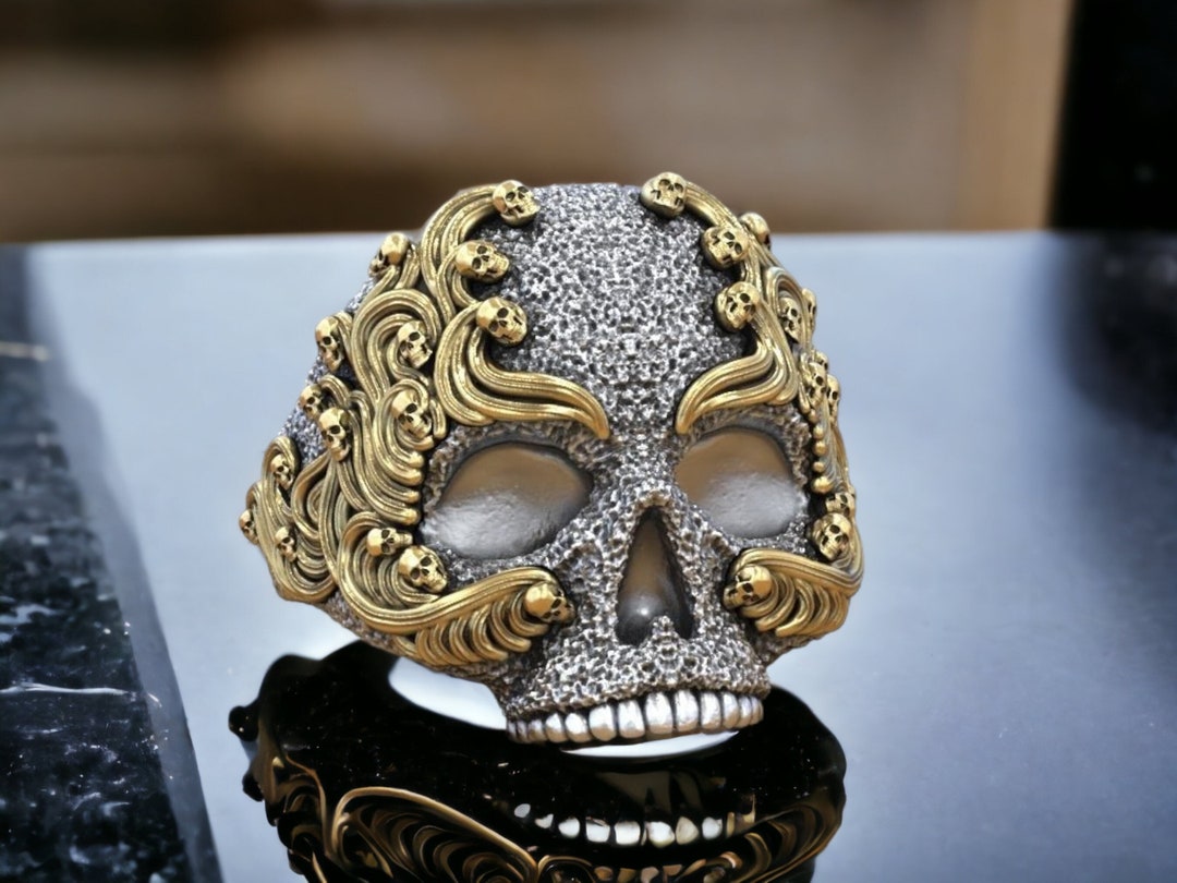 Vintage Skull and Snakes Ring, Gothic Ring for Men, Unique Design Skull ...
