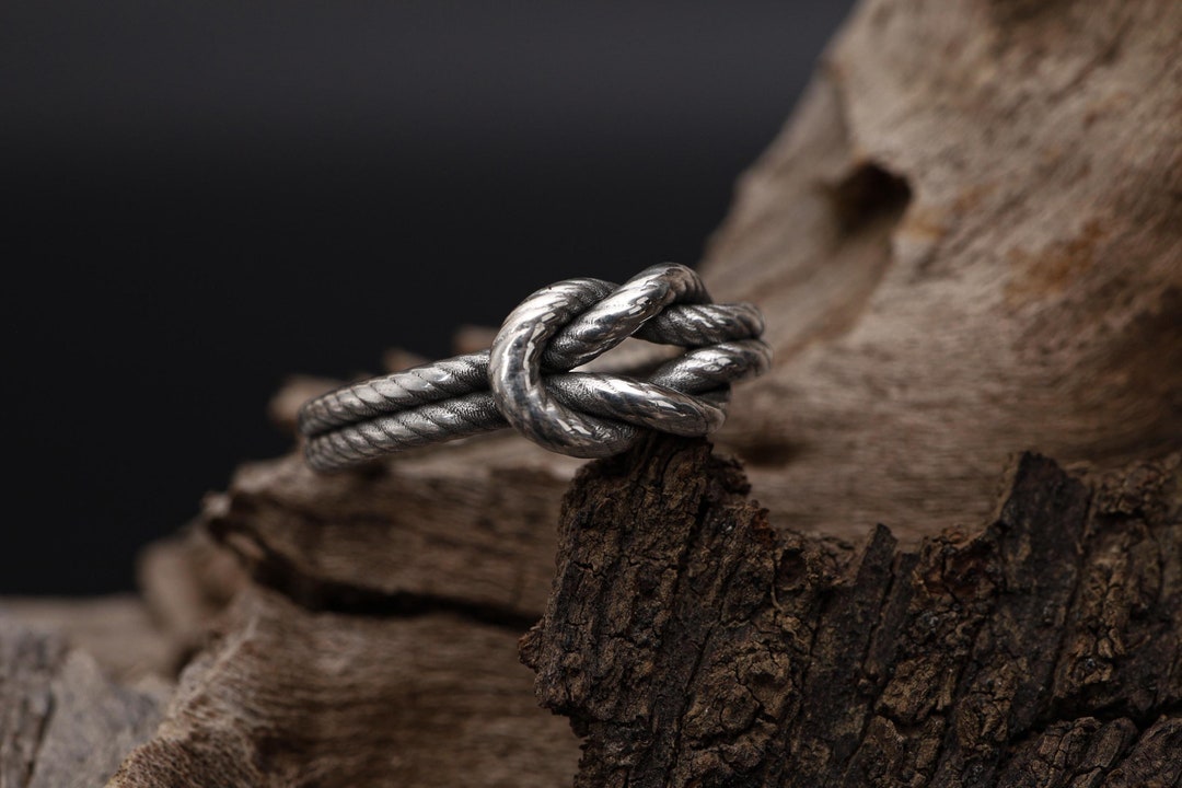 Love Knot Rings for Men, Silver Twisted Ring, Infinity Symbol Ring ...
